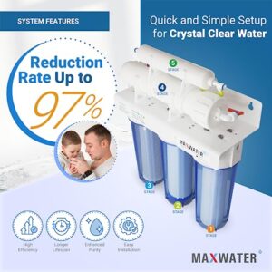 Max Water 5 Stage 50 GPD (Gallon Per Day) RO (Reverse Osmosis) Standard Water Filtration System - Under-Sink/Wall Mount (with Tank & Faucet) - Model: RO-5C5