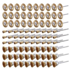 90 pcs wire brushes set, rocaris brass wire wheels pen brushes set kit accessories for rotary tool