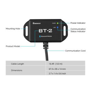 Renogy BT-2 Bluetooth Module RJ45 Communication Port Wirelessly Monitor Real-time Insight Precise Control, Compatible Solar Charge Controllers, Battery Charger, Inverter, BT-2 RS485