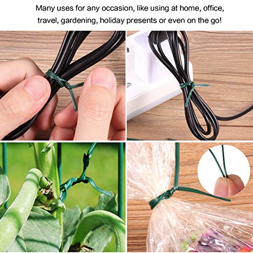 WILLBOND 200 Pieces 4.72 in Wire Twist Flexible Plant Ties, Nose Clips Nose Bridge Bracket DIY Wire, Garden Plant Twist Tie Plastic Garden Plant Support (Green)