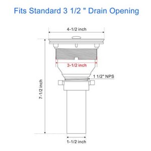 ROVOGO 3-1/2-inch Kitchen Sink Drain, Stainless Steel Removable Deep Basket Strainer, Tailpiece Included