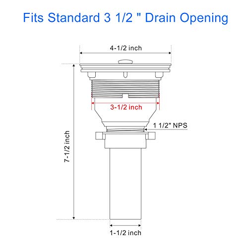 ROVOGO 3-1/2-inch Kitchen Sink Drain, Stainless Steel Removable Deep Basket Strainer, Tailpiece Included