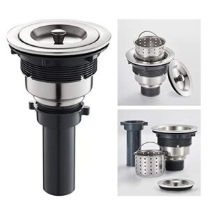 ROVOGO 3-1/2-inch Kitchen Sink Drain, Stainless Steel Removable Deep Basket Strainer, Tailpiece Included