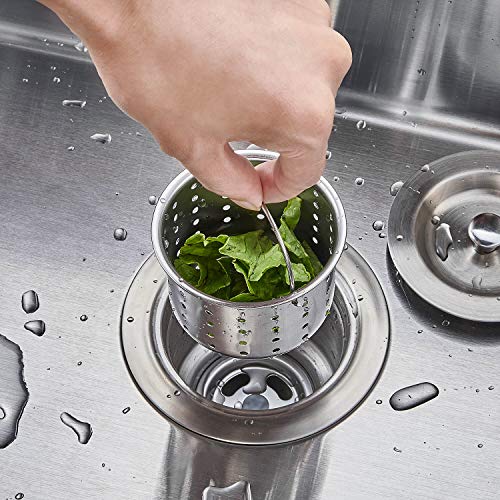 ROVOGO 3-1/2-inch Kitchen Sink Drain, Stainless Steel Removable Deep Basket Strainer, Tailpiece Included