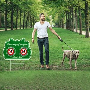 HISVISION No Peeing/Pooping Be Respectful Dog Sign 2 Pack, Keep Off The Grass Yard Sign with Metal Wire H-Stakes, 12" x 9" Stay Off Grass Signs Double Sided UVresistance, Waterproof, Easy to Install