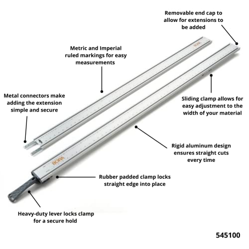 BORA 100" WTX Clamp Edge and Saw Plate Set for Woodworking, Contractors, Carpenters and DIY, Guide for Circular Saws, 100 Inch Cutting Length | 545106K