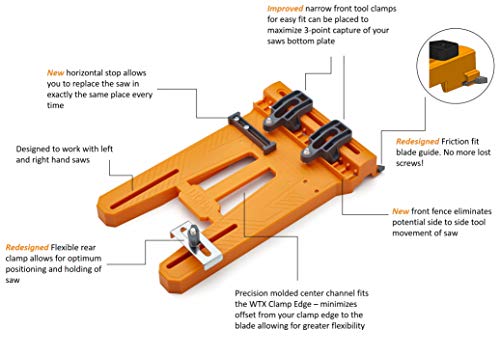 BORA 100" WTX Clamp Edge and Saw Plate Set for Woodworking, Contractors, Carpenters and DIY, Guide for Circular Saws, 100 Inch Cutting Length | 545106K