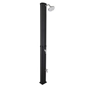 vingli solar heated shower, 9.3 gallon outdoor shower with shower head and foot shower tap，for outdoor backyard poolside beach pool spa,black (9.3 gallon)