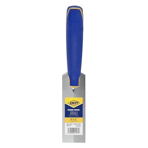 QEP 6 in. x 2 in. Comfort Grip Flat Margin Flooring Trowel with Bucket Hook, Silver (42112)