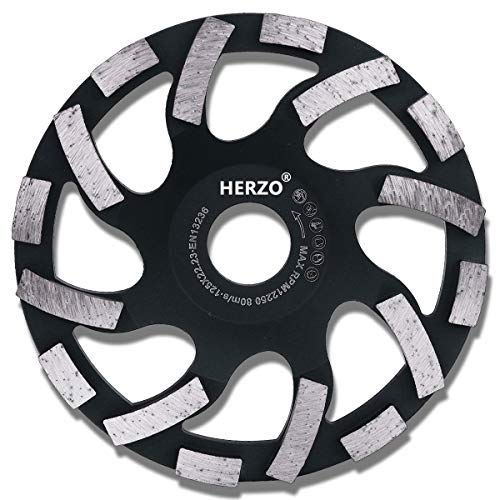 HERZO Diamond Concrete Grinding Wheel 5 inch,Diamond Cup Wheel for for Polishing and Cleaning Stone Concrete Surface, Cement, Marble, Rock, Granite, and Thinset Removing