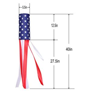 Jxystore American Wind Sock Heavy Duty, Patriotic WindSocks Outdoor Hanging Wind Sock Flag American USA Flag Windsock, 4th of July Patriotic Windsocks Outdoor Decorations 40 Inch 2Pack