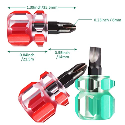 Sewing Machine Screwdriver Mini Short Screwdriver Tool Kit Includes Slotted/Flat Head Screwdriver and Cross Head Screwdriver for DIY Repairing, 2 Pieces