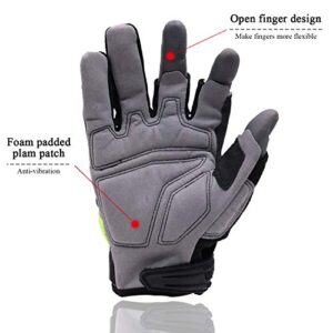 HANDLANDY Framer Work Gloves Open-Finger Carpenters Gloves, Fingerless Gaming Gloves for Tactical Shooting, Airsoft, Hunting, Police Work and Hiking L