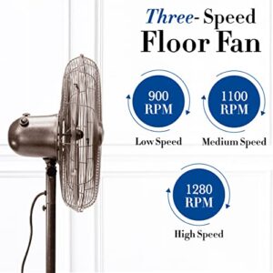 DecoBREEZE Oscillating Outdoor Fan with Misting Kit, 3-Cooling Speed Misting Fan with High RPM, Adjustable and Portable Misting Fan, Rustique, Antique Water Fan, 18 inches