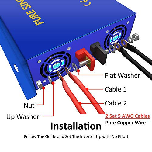 XYZ INVT 5000 Watt Pure Sine Wave Inverter 24V DC to AC 110V 120V, 5000W Power Inverter Surge 10000W Power Converter for Solar System. (5000W 24V)