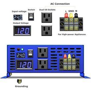 XYZ INVT 5000 Watt Pure Sine Wave Inverter 24V DC to AC 110V 120V, 5000W Power Inverter Surge 10000W Power Converter for Solar System. (5000W 24V)