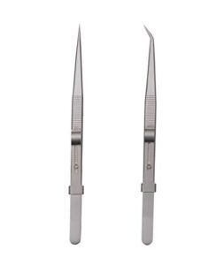 tweezers, precision tweezers set, anti-static stainless steel curved of tweezers, for electronics, laboratory work, jewelry-making, craft, soldering, etc（2 pcs）