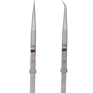 Tweezers, Precision Tweezers Set, Anti-Static Stainless Steel Curved of Tweezers, for Electronics, Laboratory Work, Jewelry-Making, Craft, Soldering, Etc（2 PCS）