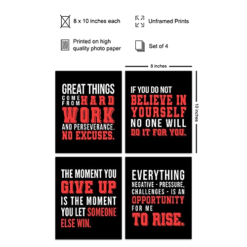 Motivational Quotes Set - 8x10 Basketball Posters - Gift for Sports Fans, Men, Boys, Teens - Inspirational Wall Decor, Art Decorations for Office, Bedroom, Living Room - 8x10 UNFRAMED Prints