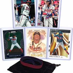 Ronald Acuna Jr. Baseball Cards (5) ASSORTED Atlanta Braves Trading Card and Wristbands Gift Bundle