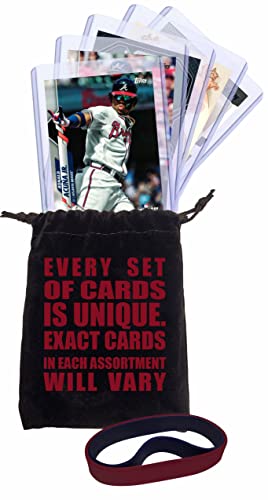 Ronald Acuna Jr. Baseball Cards (5) ASSORTED Atlanta Braves Trading Card and Wristbands Gift Bundle