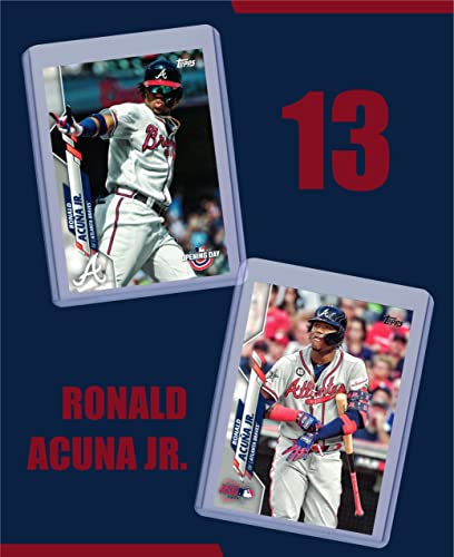 Ronald Acuna Jr. Baseball Cards (5) ASSORTED Atlanta Braves Trading Card and Wristbands Gift Bundle