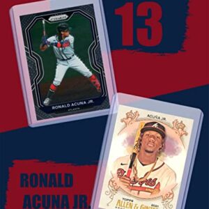 Ronald Acuna Jr. Baseball Cards (5) ASSORTED Atlanta Braves Trading Card and Wristbands Gift Bundle