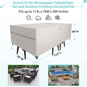 MR. COVER Patio Table Covers for Outdoor Furniture, Patio Furniture Covers Waterproof Heavy Duty, 115L x 76W x 30HInches, Rip-Resistant and UV-Protection, Neutral Beige