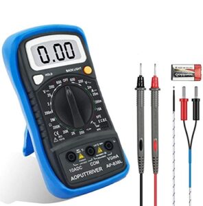 digital multimeter ap-838l manual range ac dc amp multimeter, electric tester ohmmeter with diode and continuity detector, backlit display and insulated rubber