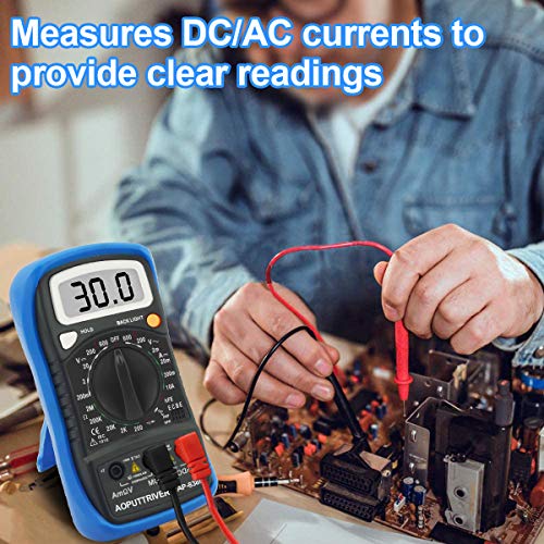 Digital Multimeter AP-838L Manual Range AC DC Amp Multimeter, Electric Tester Ohmmeter with Diode and Continuity Detector, Backlit Display and Insulated Rubber