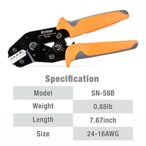 iCrimp SN-58B 0.25-1.5MM², AWG24-16 Non-insulated Crimper for Dupont Jumper Wire EPS PCIE SATA PINS MOLEX JST Terminals