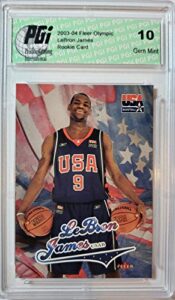 2003-04 lebron james skybox/fleer team usa rookie card pgi 10 lakers