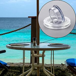 AIEX 2 Inch 2 Set Patio Table Umbrella Hole Ring and Cap Set Silicone Transparent Including 2 Rings and 2 Stoppers