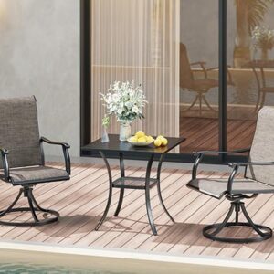 VICLLAX Patio Dining Table Outdoor Metal Square Table with Storage Shelf