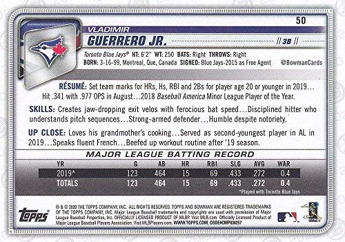 2020 Bowman #50 Vladimir Guerrero Jr. Toronto Blue Jays MLB Baseball Card NM-MT