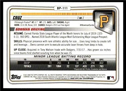 2020 Bowman Prospects #BP-111 Oneil Cruz Pittsburgh Pirates MLB Baseball Card NM-MT