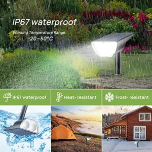 Linkind StarRayS 12 LEDs Landscape Solar Spotlights, Solar Powered Dusk-to-Dawn Outdoor Garden Lights, 350LM 3000K Warm White, IP67 Waterproof for Garden Yard Patio Driveway Porch, 2-Pack