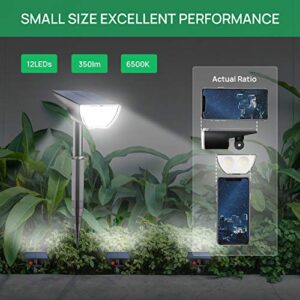 Linkind StarRayS 12 LEDs Landscape Solar Spotlights, Solar Powered Dusk-to-Dawn Outdoor Garden Lights, 350LM 3000K Warm White, IP67 Waterproof for Garden Yard Patio Driveway Porch, 2-Pack