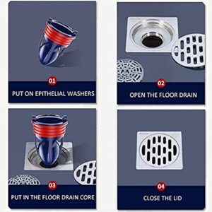 Shower Floor Drain Backflow Preventer One Way Drain Valve Sewer Core Patented Magnetic Drainage Insert Drain Plug(1.5-1.77in Hole) (Suitable for Tube Depth 2.56-4.13in) (Depth 3.15in)