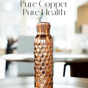 VEDANA Premium Honeycomb Ayurvedic Pure Copper Water Bottle | Leak Proof 1 Liter Copper Vessel for Drinking Water | Great Water Bottle for Sports, Yoga & Everyday Use