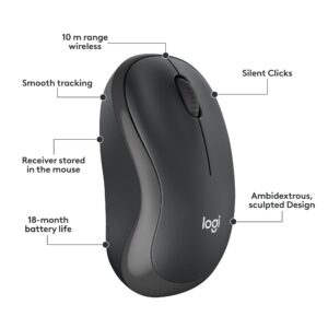 Logitech MK295 Wireless Mouse & Keyboard Combo with SilentTouch Technology, Full Numpad, Advanced Optical Tracking, Lag-Free Wireless, 90% Less Noise - Graphite