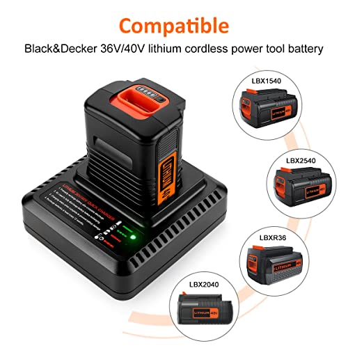 Energup 40V Charger for Black & Decker 40V MAX Battery LCS36 LCS40, Fast Charger for Black Decker 40V LBX2040 LBXR36 LBXR2036 LST540 LCS1240 LBX1540 LST136 Black Decker 40V Battery Charger