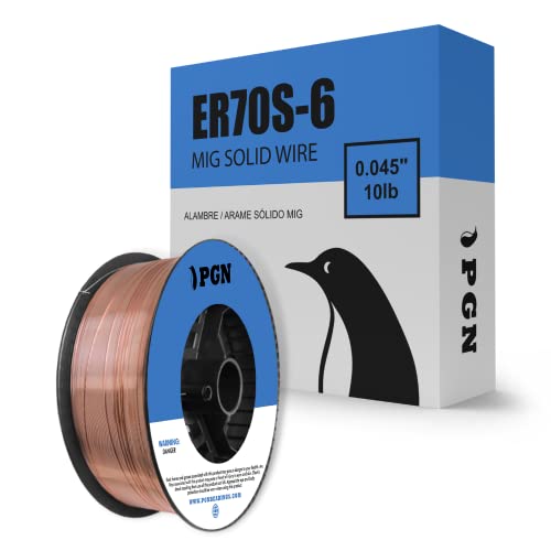 PGN Solid MIG Welding Wire - ER70S-6-0.045 Inch - 10 Pound Spool - Mild Steel MIG Wire with Low Splatter and High Levels of Deoxidizers - For All Position Gas Welding