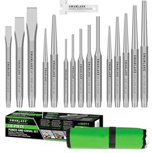 swanlake punch and chisel set, including taper punch, cold chisels, pin punch, center punch (16pcs)