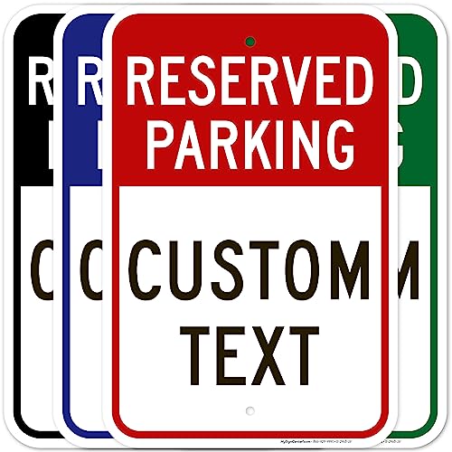 Reserved Parking Sign, Custom Parking Signs for Business, 12x18 Inches, Rust Free .063 Aluminum, Fade Resistant, Made in USA by My Sign Center (Post Holes)