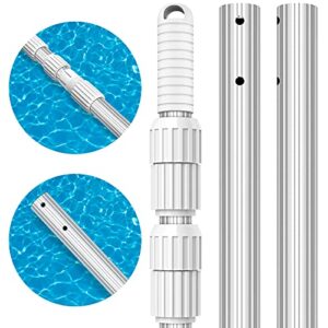 s-union thickened telescopic 12 feet pool pole, upgraded heavy duty aluminum swimming pool cleaning pole, adjustable length 4 to 12 feet, universal pole for skimmer net rake brush vacuum head