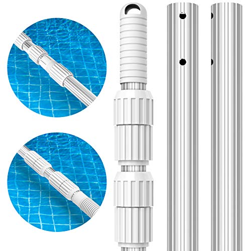 S-Union Thickened Telescopic 12 Feet Pool Pole, Upgraded Heavy Duty Aluminum Swimming Pool Cleaning Pole, Adjustable Length 4 to 12 Feet, Universal Pole for Skimmer Net Rake Brush Vacuum Head