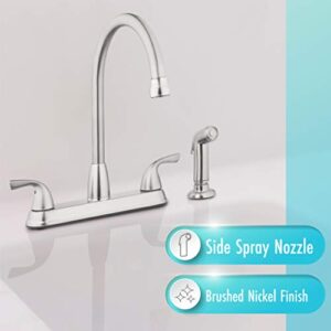 Aqua Vista 21-K822-AV-BND Kitchen Sink Faucet with Side Spray, Brushed Nickel High Arc