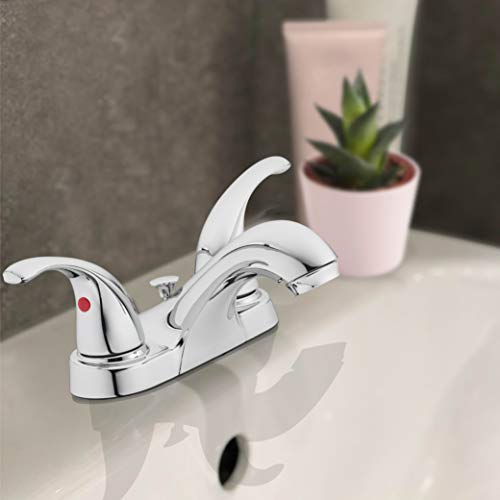 Aqua Vista 15-B42WP-CH-AV Two Handle Bathroom Sink Faucet, Polished Chrome