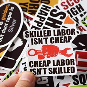 Big100pcs Pack Funny Hard Hat Stickers for Tool Box Helmet, Vinyl Sticker for Men Construction Welding Union Military Ironworker Lineman Oilfield Electrician Pipeliner Ibew - American Patriotic Decals